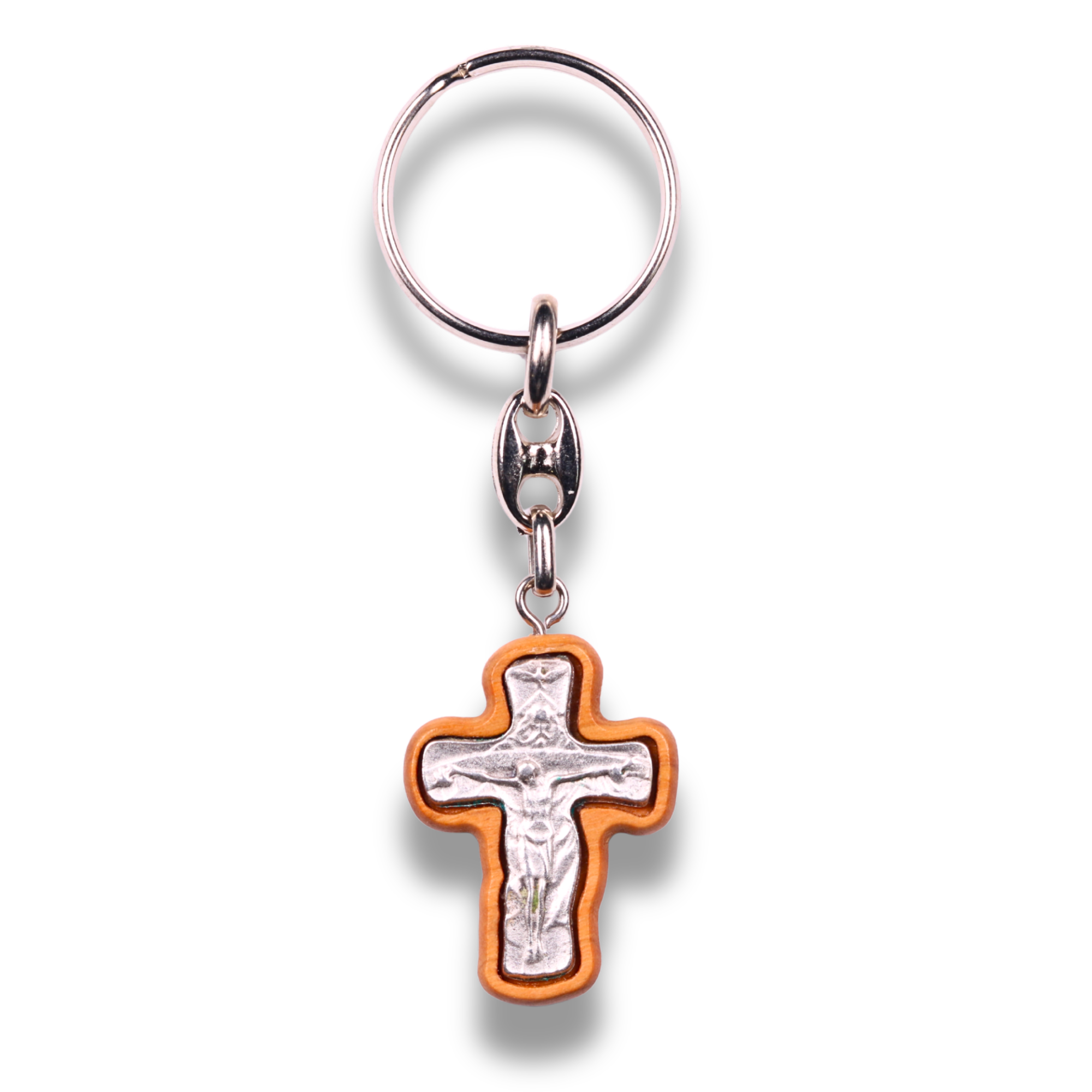 Ascetics Crucifix Keychain with Olive | NazarethFairTrade
