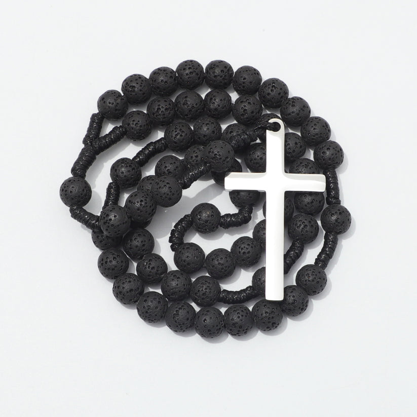 Lava Prayer Rosary | Handcrafted Black Lava Beads | NazarethFairTrade